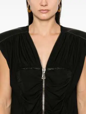 MITILIANE COUTURE Leather-trimmed Top