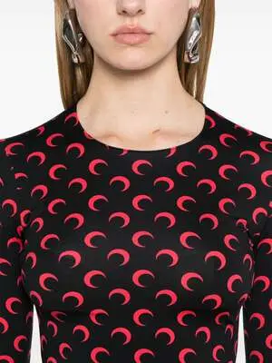 MARINE SERRE Moon-print Jersey T-shirt - Black