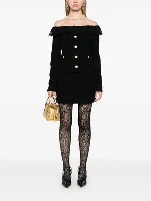 Alessandra Rich Off-shoulder Tweed Jacket