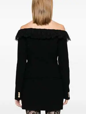 Alessandra Rich Off-shoulder Tweed Jacket