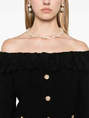 Alessandra Rich Off-shoulder Tweed Jacket