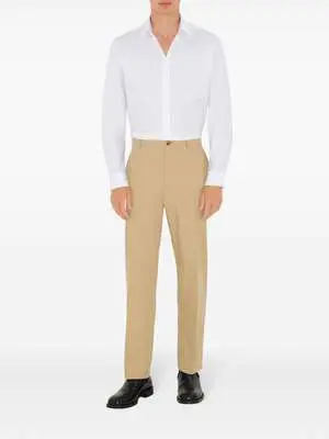 Burberry Logo-embroidered Cotton Chino Trousers - Neutrals