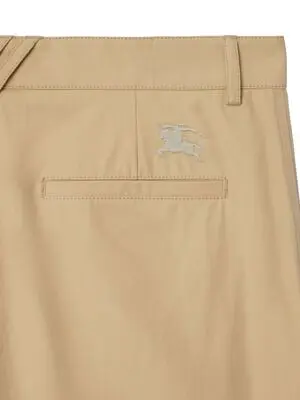 Burberry Logo-embroidered Cotton Chino Trousers - Neutrals