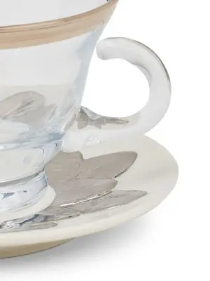 VILLARI Peacock Cappuccino Cup And Saucer - White
