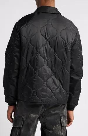 Alpha Industries Quilted Mixed Media Ripstop Utility Jacket - Black