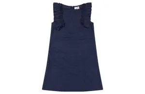 Busy Bees Grace Ruffle Sleeve Shift Dress - Navy Eyelet