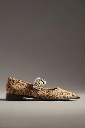 Maeve Pointed-toe Moto Mary Jane Flats - Brown Pattern