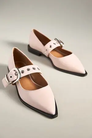 Maeve Pointed Toe Moto Mary Jane Flats Pink