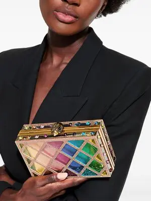 Kurt Geiger Crystal Quilt Box Clutch - Gold