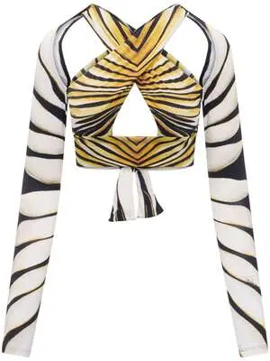 Roberto Cavalli Ray Of Gold Cropped Top - Neutrals