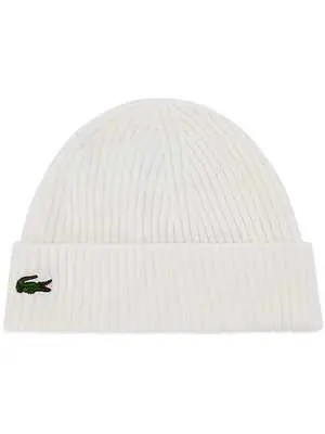 Lacoste Logo Beanie White