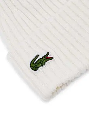 Lacoste Logo Beanie - White