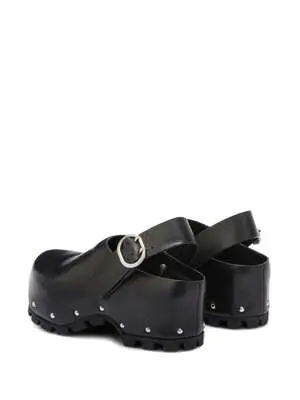 JIL SANDER Stud-embellished Leather Clogs