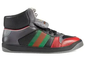 Gucci Screener High-Top Sneakers Light Hibiscus Red/black/dark Green