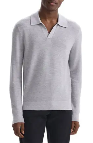 Theory Merino Wool Polo Sweater - Vapor Melange
