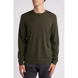 Theory Regal Wool Crewneck Sweater - Hunter Green