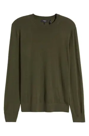 Theory Regal Wool Crewneck Sweater - Hunter Green