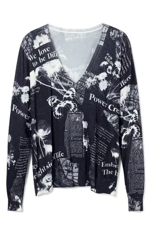 Desigual Printed V-neck Sweater