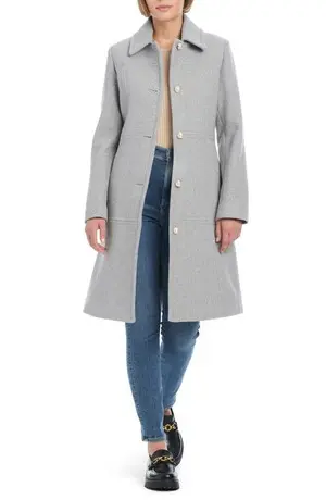 Kate Spade New York Imitation Pearl Button Wool Blend Coat