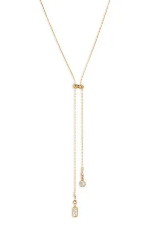 SET & STONES Zoey Cubic Zirconia Lariat Necklace - Gold