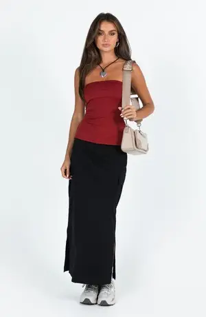 Princess Polly Strutter Foldover Top - Dark Red
