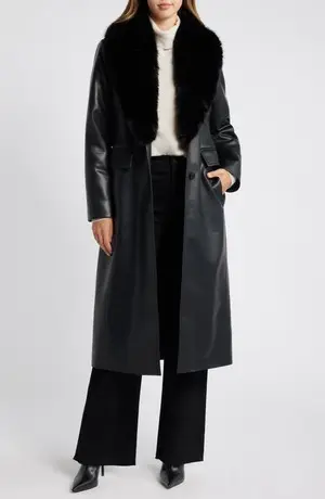 Michael Kors Belted Faux Leather Wrap Coat