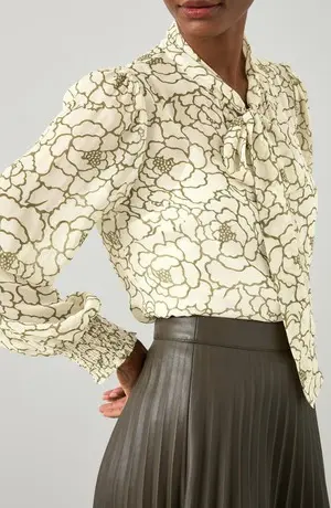 LK BENNETT Penny Peony Tie Neck Top