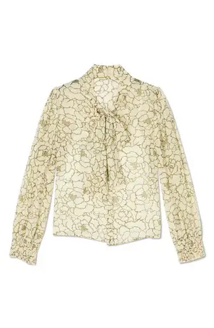 LK BENNETT Penny Peony Tie Neck Top
