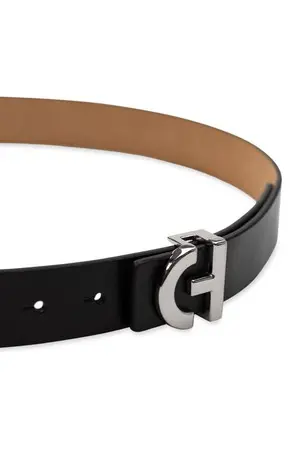 Cole Haan Logo Plaque Leather Belt