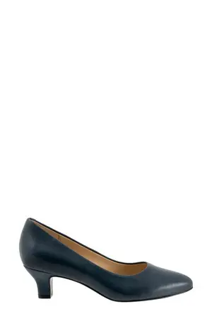 Trotters Kate Pointed Toe Kitten Heel Pump - Navy