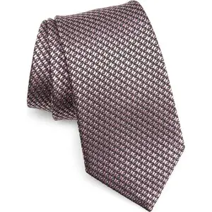 Zegna Grid Jacquard Silk Neck Tie - Pink