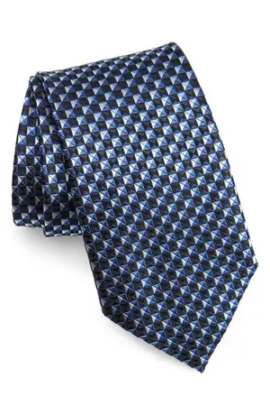 Zegna Large Triangle Silk Neck Tie - Navy