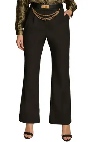 Donna Karan New York Chain Belt Wide Leg Pants - Black
