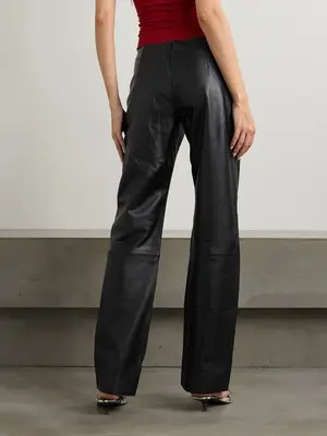 ST. AGNI Paneled Textured-leather Straight-leg Pants