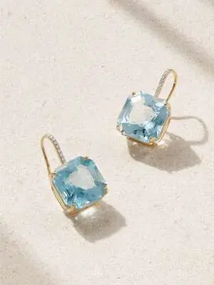Mateo 14-karat Gold, Topaz And Diamond Drop Earrings