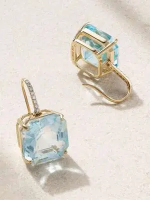 Mateo 14-karat Gold, Topaz And Diamond Drop Earrings