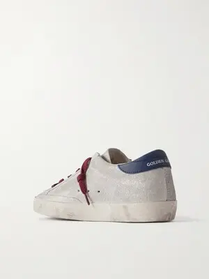 GOLDEN GOOSE Super-star Leather-trimmed Metallic Suede Sneakers - White