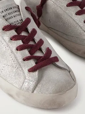 GOLDEN GOOSE Super-star Leather-trimmed Metallic Suede Sneakers - White