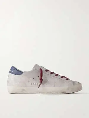 GOLDEN GOOSE Super-star Leather-trimmed Metallic Suede Sneakers - White