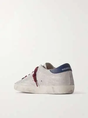 GOLDEN GOOSE Super-star Leather-trimmed Metallic Suede Sneakers - White