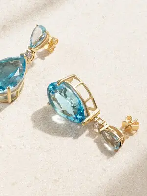Mateo Sophia Topaz And Diamond Earrings - Blue