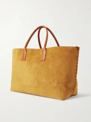 Bottega Veneta Cabat Large Leather-trimmed Suede Tote - Brown