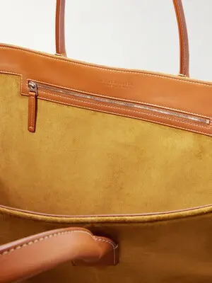 Bottega Veneta Cabat Large Leather-trimmed Suede Tote - Brown