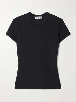 CDLP Ribbed Stretch Lyocell And Cotton-blend T-shirt - Black