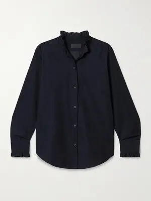 NILI LOTAN Lydia Ruffled Cotton-corduroy Shirt