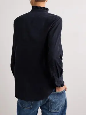 NILI LOTAN Lydia Ruffled Cotton-corduroy Shirt