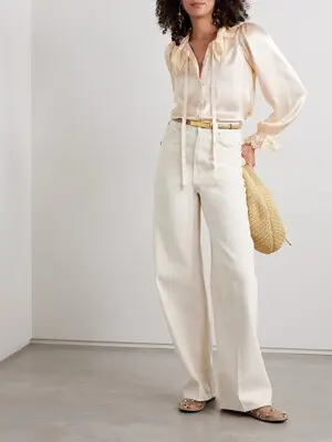 DÔEN Ingrid Lace-trimmed Silk Blouse