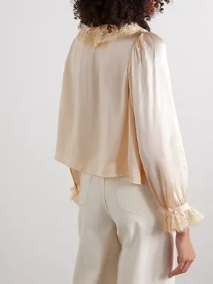 DÔEN Ingrid Lace-trimmed Silk Blouse
