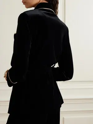 Loretta Caponi Nora Satin-trimmed Velvet Robe
