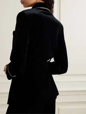 Loretta Caponi Nora Satin-trimmed Velvet Robe